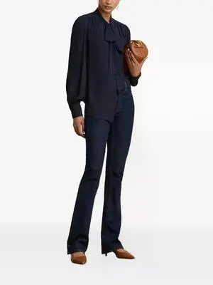 Ralph Lauren Tie-neck Blouson-sleeve Blouse