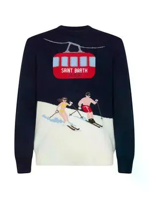 MC2 SAINT BARTH Jacquard-knit Sweater - Blue