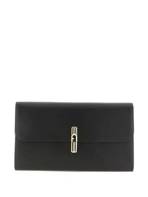 Furla Iride Logo-plaque Grained-leather Clutch Bag - Black