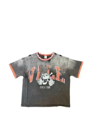 VALE FOREVER Distressed Graphic-print T-shirt - Black