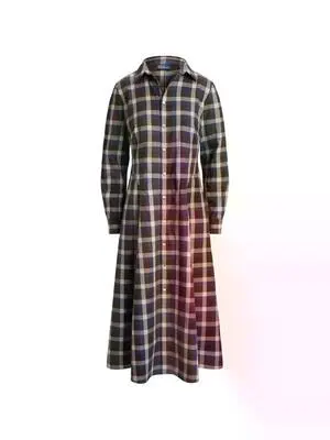 Polo Ralph Lauren Check-pattern Long-sleeve Midi Dress