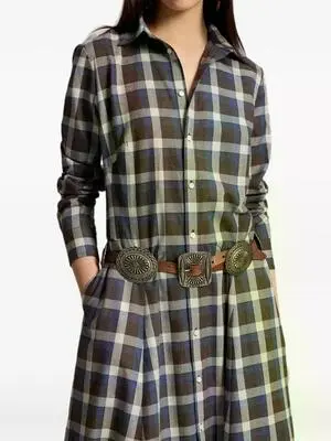 Polo Ralph Lauren Check-pattern Long-sleeve Midi Dress