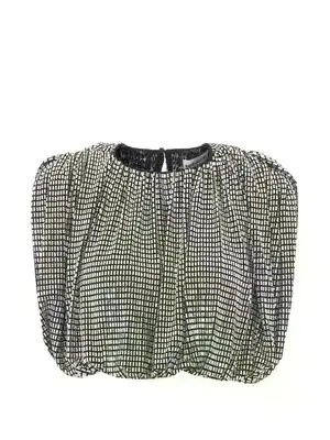 SELF-PORTRAIT Silver Rhinestone Drape Top - Metallic