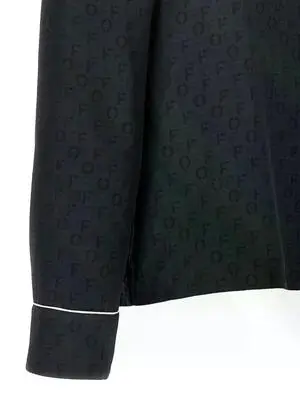 Off-White Logo-jacquard Silk Blouse