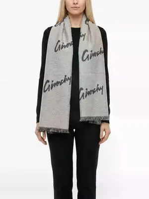 Givenchy Logo-pattern Fringed Scarf - Grey