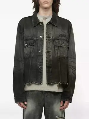We11Done Dark-spray Raw-cut Denim Jacket