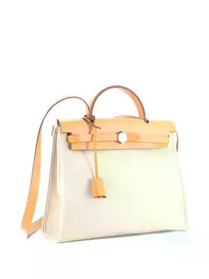 Hermès Herbag Zip Leather And Toile 31 Shoulder Bag