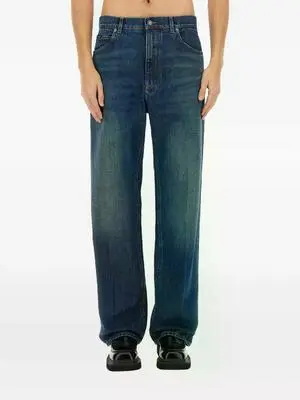 Dolce & Gabbana Embroidered Logo-patch Jeans - Blue
