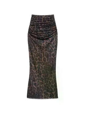 ANIYE BY Judy Leopard-print Draped Midi Skirt