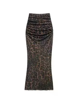 ANIYE BY Judy Leopard-print Draped Midi Skirt