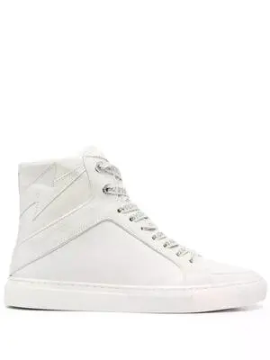 Zadig&Voltaire High Flash Leather Sneakers - Neutrals