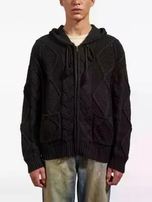 FOUND Zip-up Cable-knit Hoodie