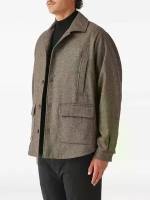 TINTORIA MATTEI 954 Herringbone-pattern Patch-pocket Shirt Jacket