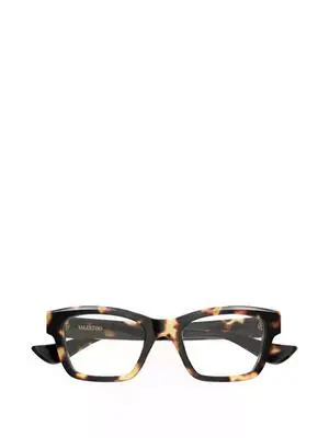 Valentino Garavani Tortoiseshell-effect Rectangle-frame Glasses - Brown