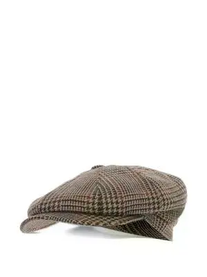 Tagliatore Check-pattern Wool-blend Flat Cap - Brown