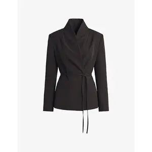 BECAUSE OF ALICE Cocoon-collar Belted Woven Blazer - Java