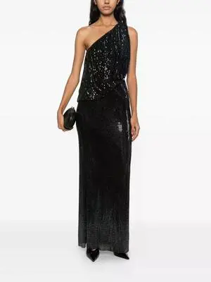 SELF-PORTRAIT Sequin-embellished One-shoulder Maxi Dress
