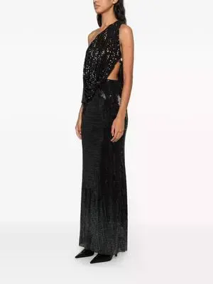 SELF-PORTRAIT Sequin-embellished One-shoulder Maxi Dress