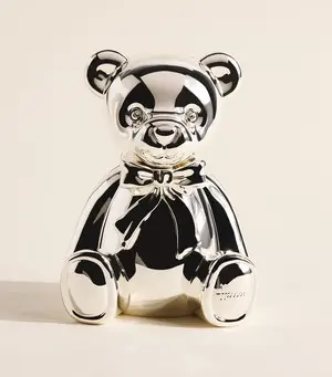 Harrods Christening Teddy Bear Money Box - Silver