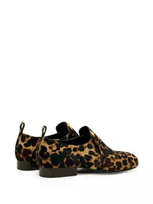 AMI Paris Leopard Printed Flat Cowhide Leather Shoes