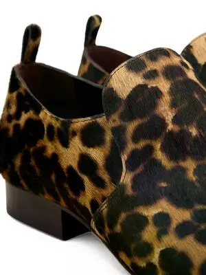 AMI Paris Leopard Printed Flat Cowhide Leather Shoes