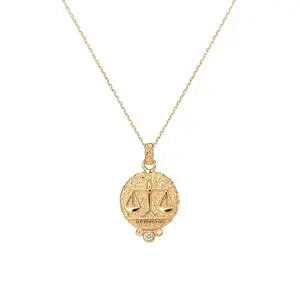 AARIA LONDON Libra Zodiac Necklace With Diamonds - Silver