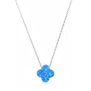 KYLIE HARPER Opal Clover Necklace In Sterling Silver - Blue