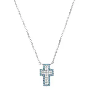 KYLIE HARPER Petite Turquoise Cross Necklace In Sterling - Silver