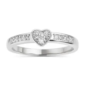 KYLIE HARPER Petite Diamond Heart Ring In Sterling 1/6 Tdw - Silver