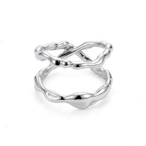 Côté Caché Sterling Fluid Double Band Ring - Silver
