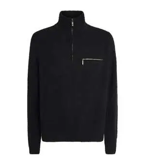 Paige Wool-blend Bouclé Donover Quarter-zip Sweater - Black