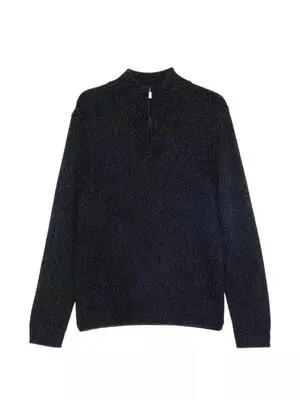 Eric Bompard Marl Zip-neck Sweater - Blue