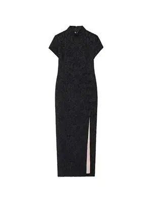 Shanghai Tang Qipao Side-slit Maxi Dress - Black