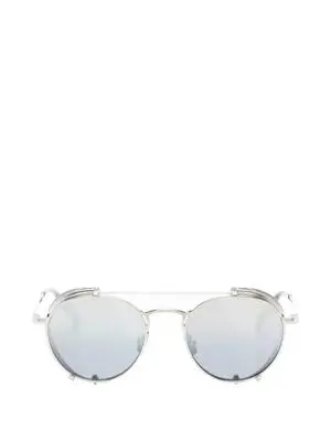 Garrett Leight Ocampo Clip-on Round-frame Sunglasses - Silver