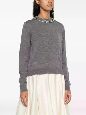 N°21 Crystal-embellished Crew-neck Sweater