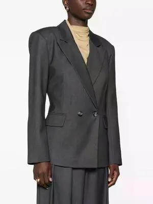 PHILIA LOFT Double-breasted Tie-back Blazer - Grey