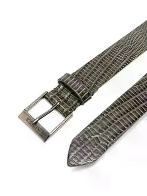 Iceberg Crocodile-effect Leather Belt - Grey