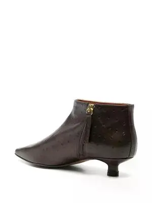ANGEL ALARCON Ostrich-effect Leather Ankle Boots