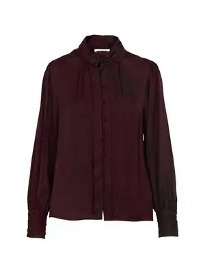 Maison123 May High-neck Gathered Blouse - Red