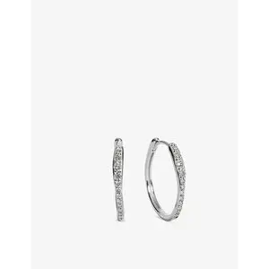 Monica Vinader Riva Pavé Diamond Medium Sterling- And 0.35ct Lab Grown Diamond Hoop Earrings - Silver