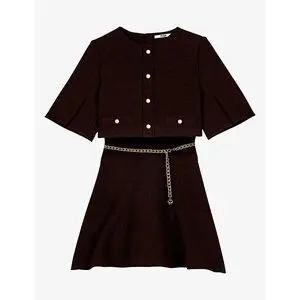 Maje Cape Two-in-one Tweed Mini Dress