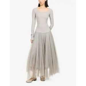 MARC LEBIHAN Textured Silk-blend Maxi Dress