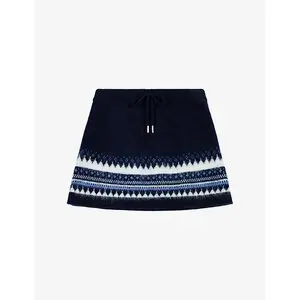 Maje Jacquard Fair-isle Wool Mini Skirt - Navy