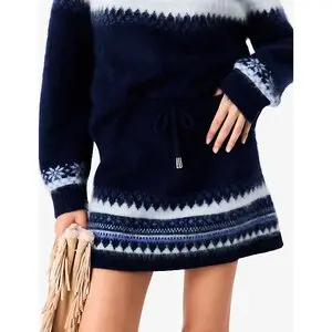 Maje Jacquard Fair-isle Wool Mini Skirt