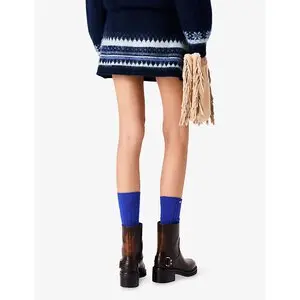 Maje Jacquard Fair-isle Wool Mini Skirt
