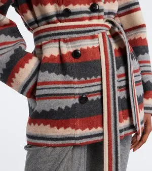 MARANT ETOILE Evoda Striped Belted Coat