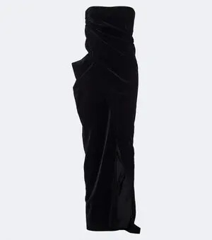 Khaite Marou Cutout Cotton Velvet Bustier Gown - Black