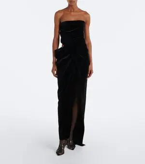 Khaite Marou Cutout Cotton Velvet Bustier Gown