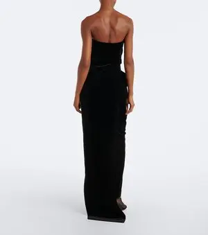 Khaite Marou Cutout Cotton Velvet Bustier Gown