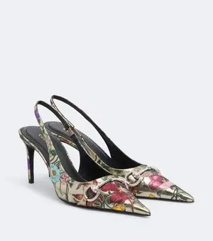 Gucci Donna Glam Flora Slingback Pumps - Multicoloured